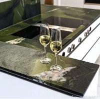 China Brazilian Honed Marble Dining Table Green Marble Top Dining Table Heavyweight High Durability for sale
