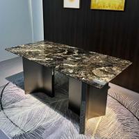China Brazilian Platinum Diamonds Modern Marble Table Marble Slab Dining Table Luxury Stain Resistant for sale