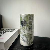China Cold Emerald Jade Stone Flower Vase Green Modern For Home Decoration for sale