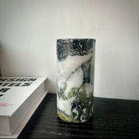 China Cold Emerald Jade Stone Flower Vase Green Modern For Home Decoration for sale