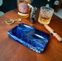China Cloisonne Blue Marble Cigar Ashtray Stain Proof Heat Resistant for sale