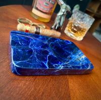 China Cloisonne Blue Marble Cigar Ashtray Stain Proof Heat Resistant for sale
