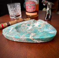 China Brazil Natural Stone Luxury Ashtray Green Marble Ashtray For Versatile Use for sale