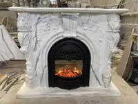 China Arabescato Corchia Art Deco Marble Fireplace Renaissance Sculptural Heirloom For Elite Estates for sale