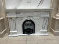 China Arabescato Corchia Art Deco Marble Fireplace Renaissance Sculptural Heirloom For Elite Estates for sale