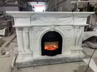 China Arabescato Corchia Art Deco Marble Fireplace Renaissance Sculptural Heirloom For Elite Estates for sale