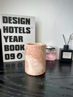 China PinkShell Marble Candle Holder With Artistic Stone Design For Interior Decoration for sale