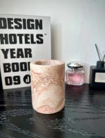 China PinkShell Marble Candle Holder With Artistic Stone Design For Interior Decoration for sale