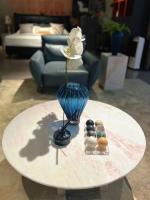 China Rose Rainbow Round Marble Top Coffee Table Marble Pedestal Table Scratchproof for sale