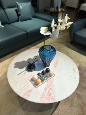 China Rose Rainbow Round Marble Top Coffee Table Marble Pedestal Table Scratchproof for sale