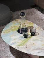 China Italian Capri Blue Marble Coffee Table Set Modern Minimalist With Polished Surface for sale