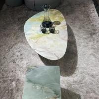 China Italian Capri Blue Marble Coffee Table Set Modern Minimalist With Polished Surface for sale