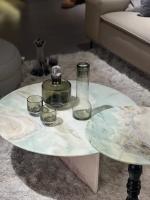 China Italian Durable Water Resistant Round Marble Top Coffee Table Marble Cocktail Table for sale