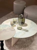 China Italian Durable Water Resistant Round Marble Top Coffee Table Marble Cocktail Table for sale