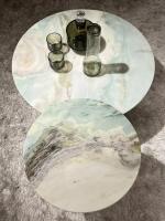 China Italian Durable Water Resistant Round Marble Top Coffee Table Marble Cocktail Table for sale