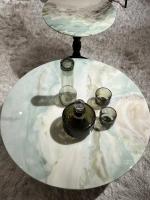 China Italian Durable Water Resistant Round Marble Top Coffee Table Marble Cocktail Table for sale