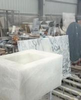 China Blanco Cristallo Stone Bathroom Sink Glacier Veined Stone Sink Basin Durable For Luxury Hotel for sale