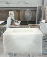 China Blanco Cristallo Stone Bathroom Sink Glacier Veined Stone Sink Basin Durable For Luxury Hotel for sale