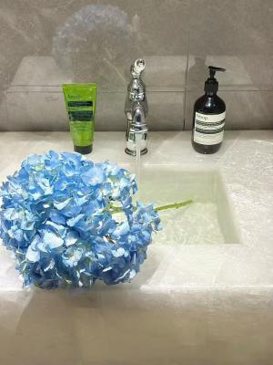 China Blanco Cristallo Stone Bathroom Sink Glacier Veined Stone Sink Basin Durable For Luxury Hotel for sale