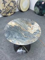 China Palissandro Blue Marble Top Dining Table Set Brazilian Round Luxury Wearproof Table for sale