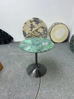 China Brazilian Green Heat Resistant Marble Stone Coffee Table Circle Marble Coffee Table for sale