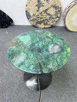China Brazilian Green Heat Resistant Marble Stone Coffee Table Circle Marble Coffee Table for sale