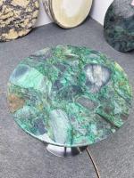 China Brazilian Green Heat Resistant Marble Stone Coffee Table Circle Marble Coffee Table for sale