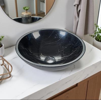 China Nero Margiua Stone Bathroom Sink Glacier Veined Stone Sink Basin Durable For Luxury Hotel for sale