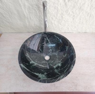 China Premium Pradas Verde Green Marble Vanity Basin | Luxury Artisan Bathroom Sink for sale