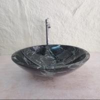 China Premium Pradas Verde Green Marble Vanity Basin | Luxury Artisan Bathroom Sink for sale