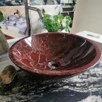 China Premium Rosso Levanto Marble Vanity Basin | Crimson Red Sink with White Veins for sale