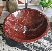 China Premium Rosso Levanto Marble Vanity Basin | Crimson Red Sink with White Veins for sale