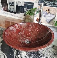 China Premium Rosso Levanto Marble Vanity Basin | Crimson Red Sink with White Veins for sale
