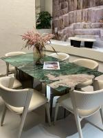 China Luxury Emerald Green Marble Dining Table | Natural Artistry for Dining Room for sale