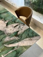 China Luxury Emerald Green Marble Dining Table | Natural Artistry for Dining Room for sale
