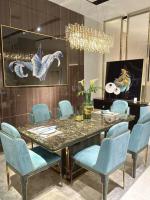 China Platinum Diamonds Marble Luxury Dining Table | High-End Villa & Apartment Centerpiece for sale