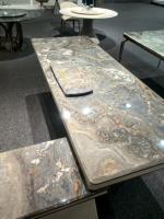 China Striking Blue and Gold Marble Table | Luxury Italian Palissandro Stone for sale