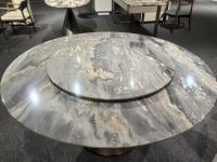 China Luxury Round Dining Table with Italian Blue Marble and Dramatic Golden Veins for sale