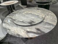 China Luxury Round Dining Table with Italian Blue Marble and Dramatic Golden Veins for sale