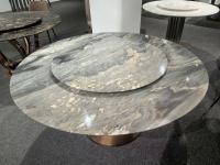 China Luxury Round Dining Table with Italian Blue Marble and Dramatic Golden Veins for sale