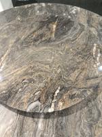 China Luxury Round Dining Table with Italian Blue Marble and Dramatic Golden Veins for sale