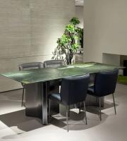 China Luxury Long Dining Table in Striking Avocado Green Marble | A Bold Statement Piece for sale