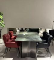 China Luxury Long Dining Table in Striking Avocado Green Marble | A Bold Statement Piece for sale