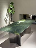 China Luxury Long Dining Table in Striking Avocado Green Marble | A Bold Statement Piece for sale