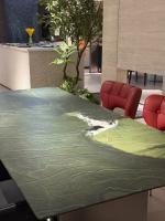 China Luxury Long Dining Table in Striking Avocado Green Marble | A Bold Statement Piece for sale