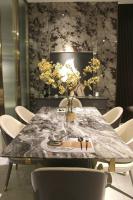 China Italian Venetian Brown Marble Luxury Dining Table | Silver Gray Veins for Modern Interior for sale