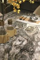 China Italian Venetian Brown Marble Luxury Dining Table | Silver Gray Veins for Modern Interior for sale