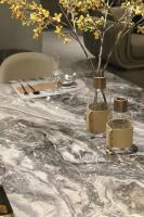 China Italian Venetian Brown Marble Luxury Dining Table | Silver Gray Veins for Modern Interior for sale