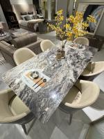 China Italian Venetian Brown Marble Luxury Dining Table | Silver Gray Veins for Modern Interior for sale