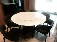China Luxury Round Dining Table in Namib Bianco Marble | Golden Veins for Elegant Interiors for sale